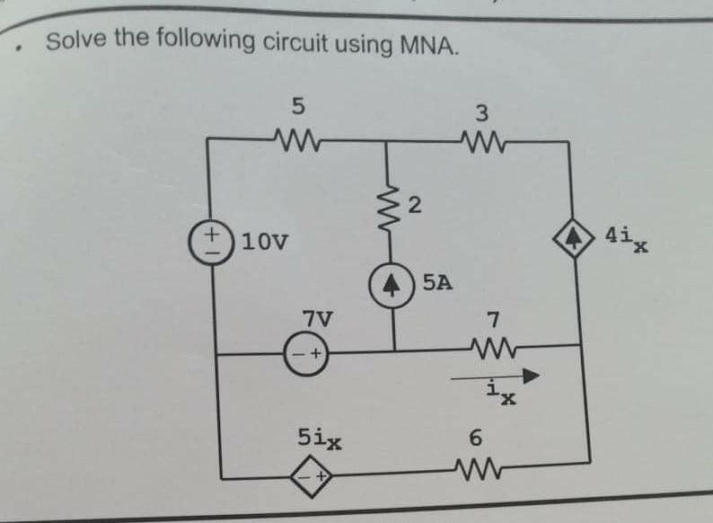 Solved Solve the following circuit using MNA. 5 3 w Ž 2 + | Chegg.com