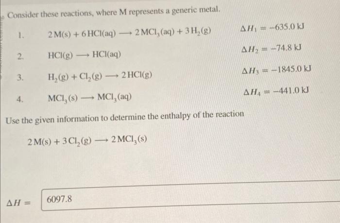 Solved Consider these reactions, where M represents a | Chegg.com