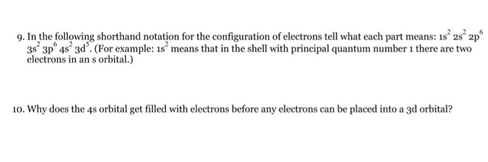Solved 9. In the following shorthand notation for the | Chegg.com