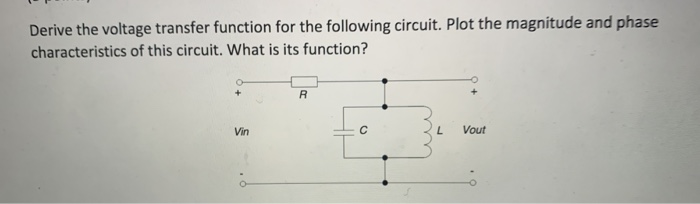 Solved Derive the voltage transfer function for the | Chegg.com