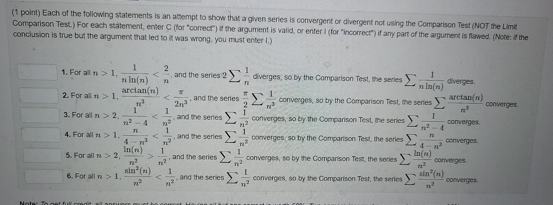 Solved (1 point) Each of the following statements is an | Chegg.com