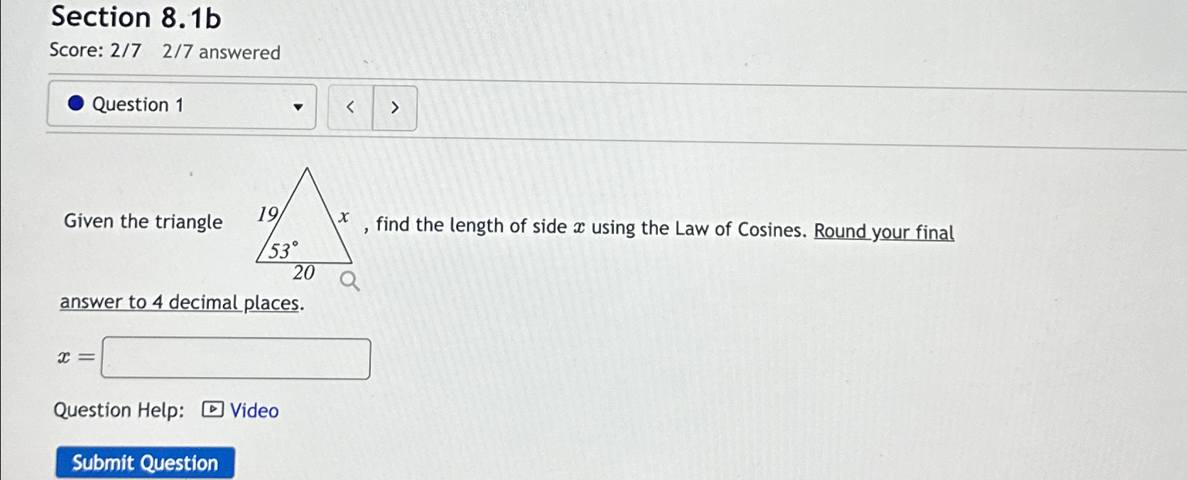 Solved Section 8.1bScore: 2/7 2/7 ﻿answeredGiven the | Chegg.com