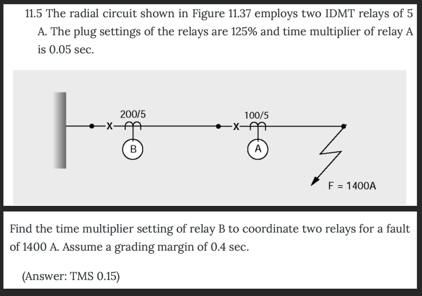Solved Find the time multiplier setting of relay B to | Chegg.com Solved Find the time multiplier setting of relay B to | Chegg.com