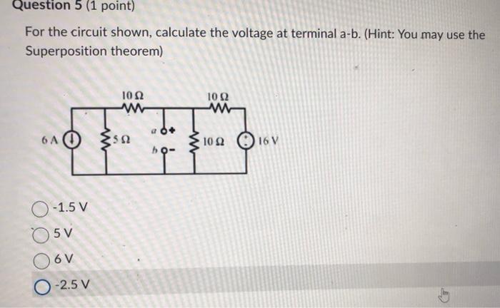 Solved For the circuit shown, calculate the voltage at | Chegg.com