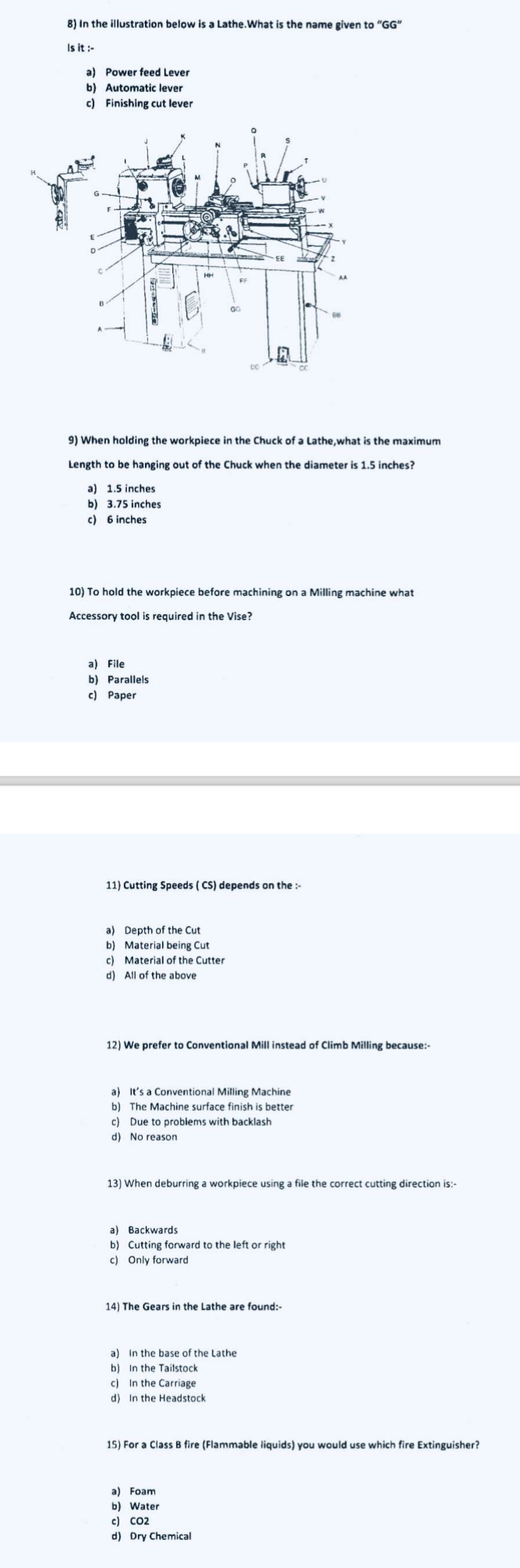 Solved In the illustration below is a lathe. What is the | Chegg.com