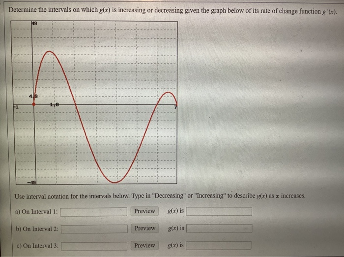 Solved Determine the intervals on which g(x) is increasing | Chegg.com