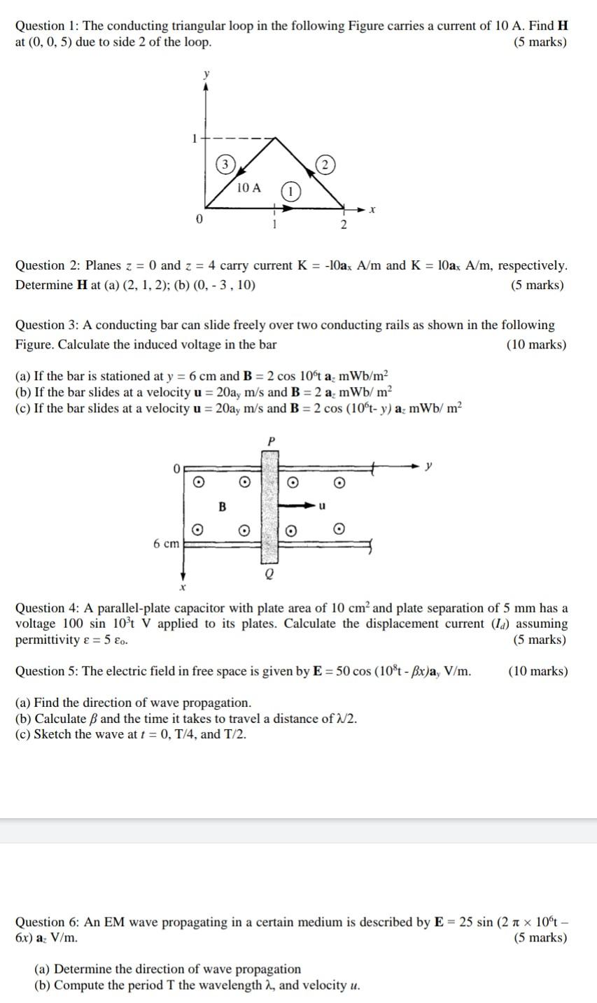 Solved Question 1: The conducting triangular loop in the | Chegg.com