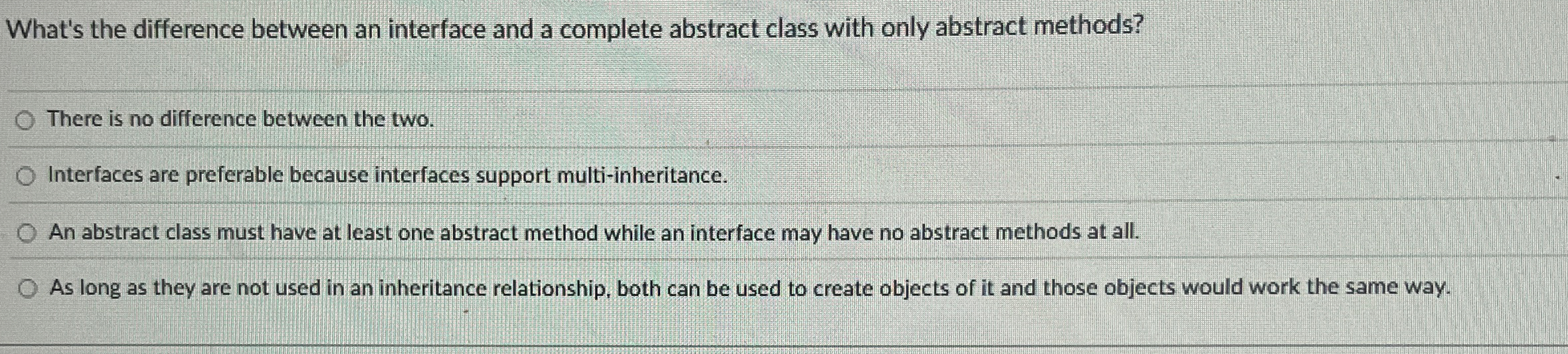 Solved What's the difference between an interface and a | Chegg.com