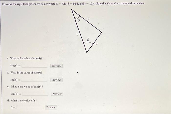 Solved Consider the right triangle shown below where | Chegg.com