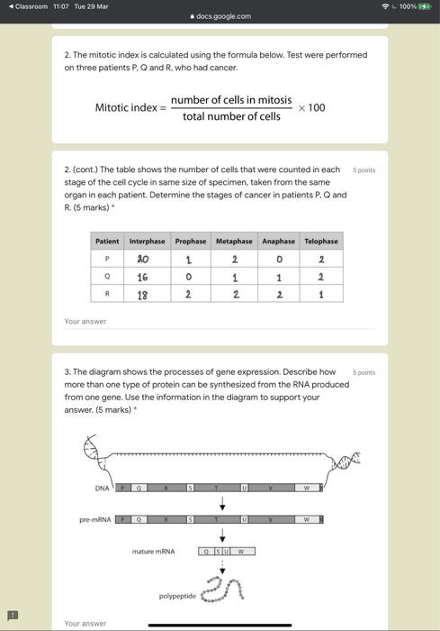 Solved 4 Classroom 11:07 Tue 29 Mar 100% .docs.google.com 2. | Chegg.com