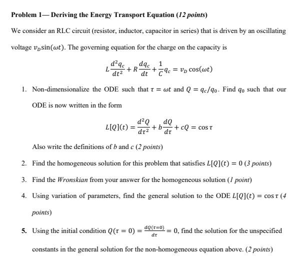Solved Problem 1- Deriving the Energy Transport Equation (12 | Chegg.com