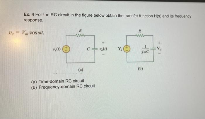 Solved Ex. 4 For the RC circuit in the figure below obtain | Chegg.com