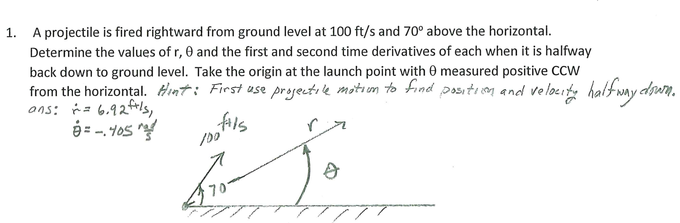 Solved A projectile is fired rightward from ground level at | Chegg.com
