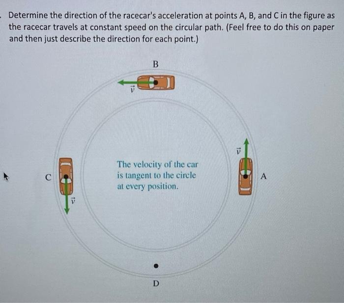 Solved Determine the direction of the racecar's acceleration | Chegg.com