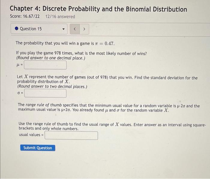 Solved Chapter 4: Discrete Probability and the Binomial | Chegg.com