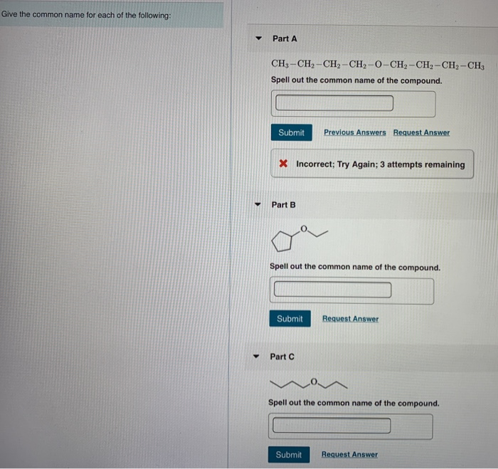 Solved Give the common name for each of the following: Part | Chegg.com