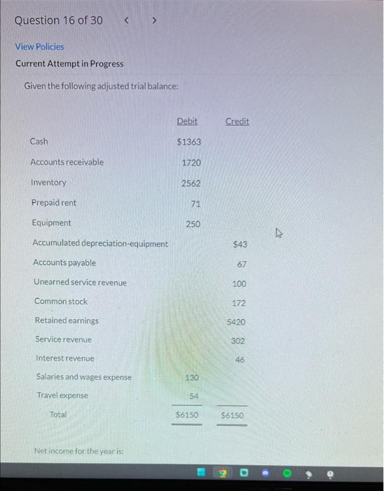 Solved View Policies Current Attempt in Progress Given the | Chegg.com