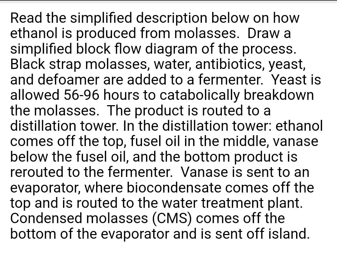 Solved Read the simplified description below on how ethanol | Chegg.com