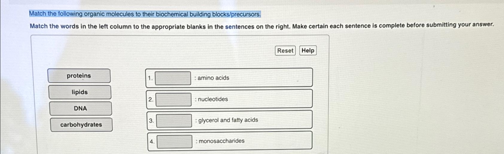 Solved Match the following organic molecules to their | Chegg.com