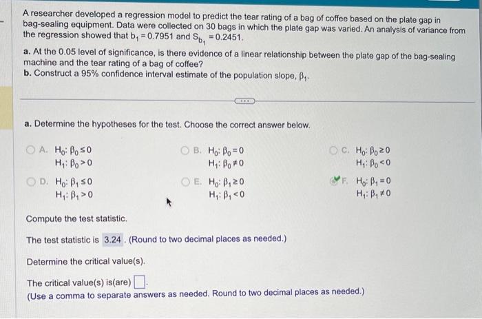 Solved A researcher developed a regression model to predict | Chegg.com