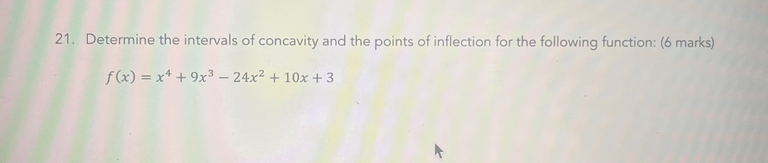 Solved Determine the intervals of concavity and the points | Chegg.com