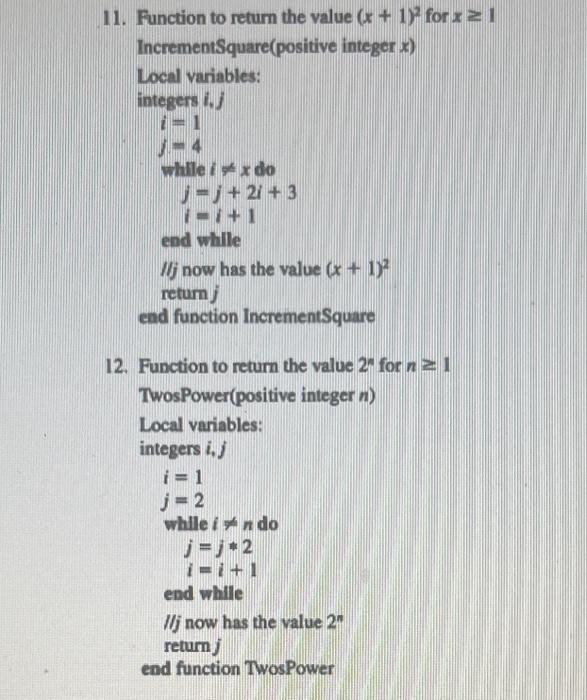 Solved 11. Function to retum the value (x+1)2 for x≥1 | Chegg.com