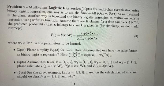 Solved Problem 2 Multi Class Logistic Regression 10pts 8911