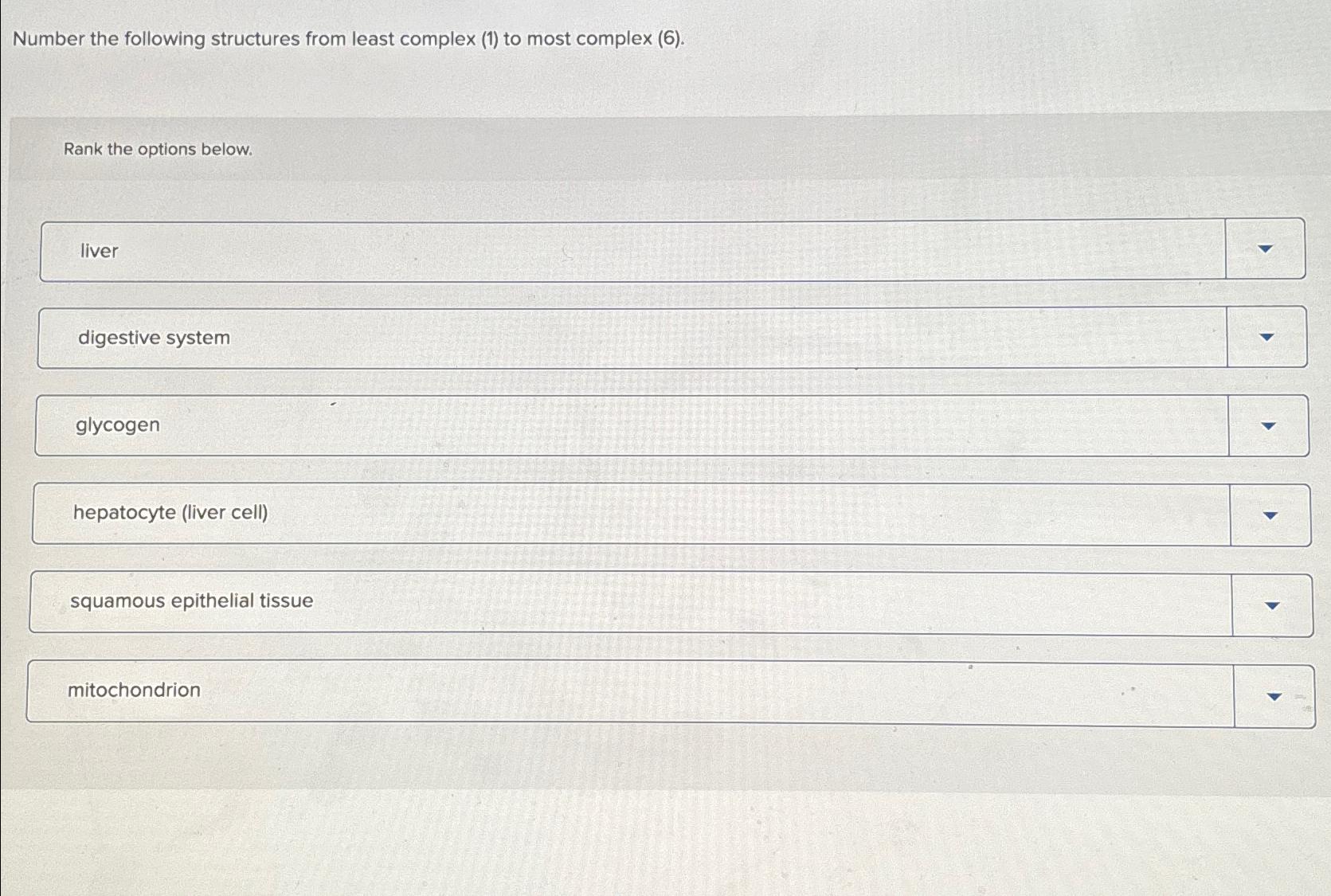 Solved Number the following structures from least complex | Chegg.com