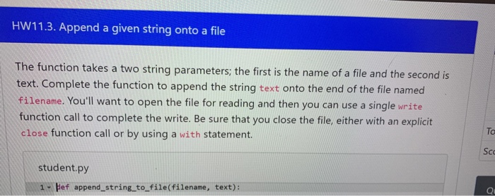 Solved HW11.3. Append a given string onto a file The | Chegg.com