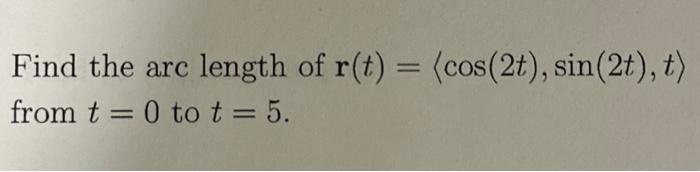 Solved Find the arc length of r(t)= cos(2t),sin(2t),t from | Chegg.com
