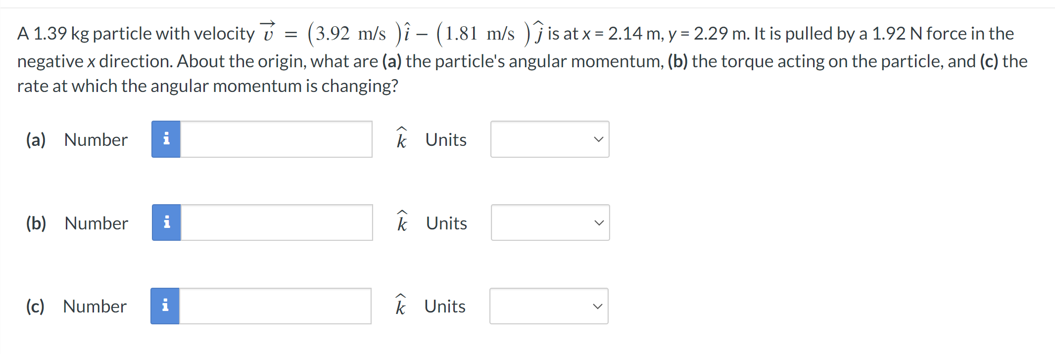 Solved A 1.39kg ﻿particle with velocity | Chegg.com