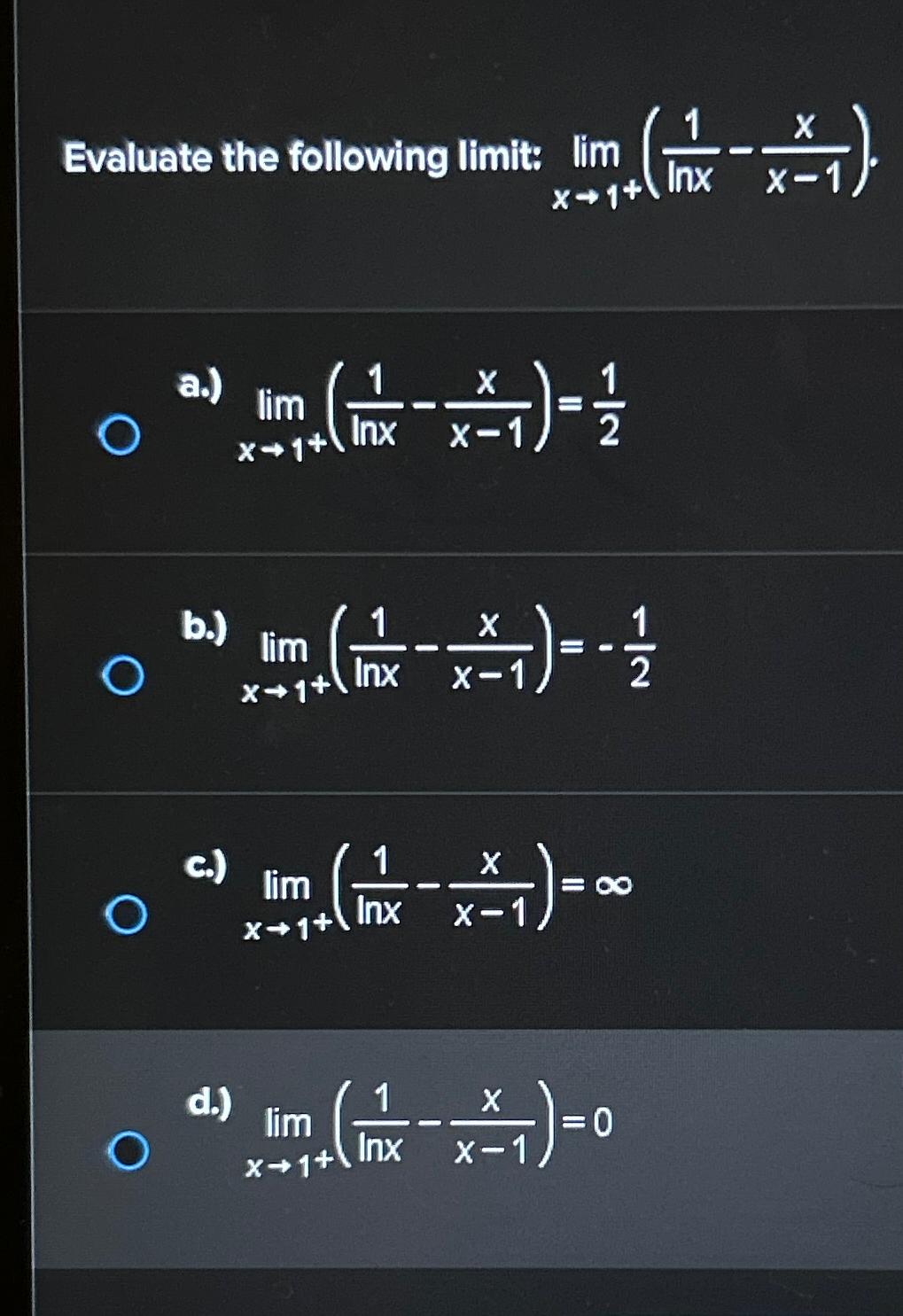Solved Evaluate the following limit: | Chegg.com