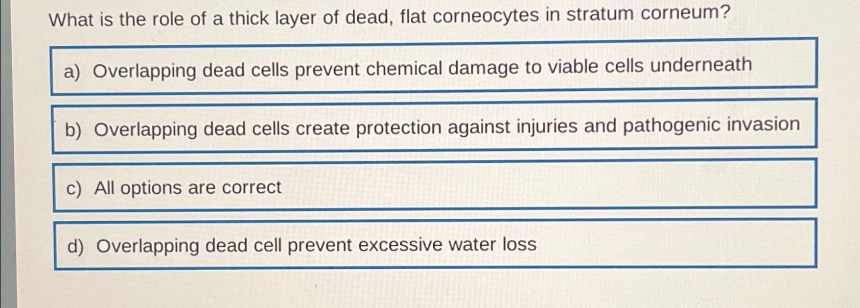 Solved What is the role of a thick layer of dead, flat | Chegg.com