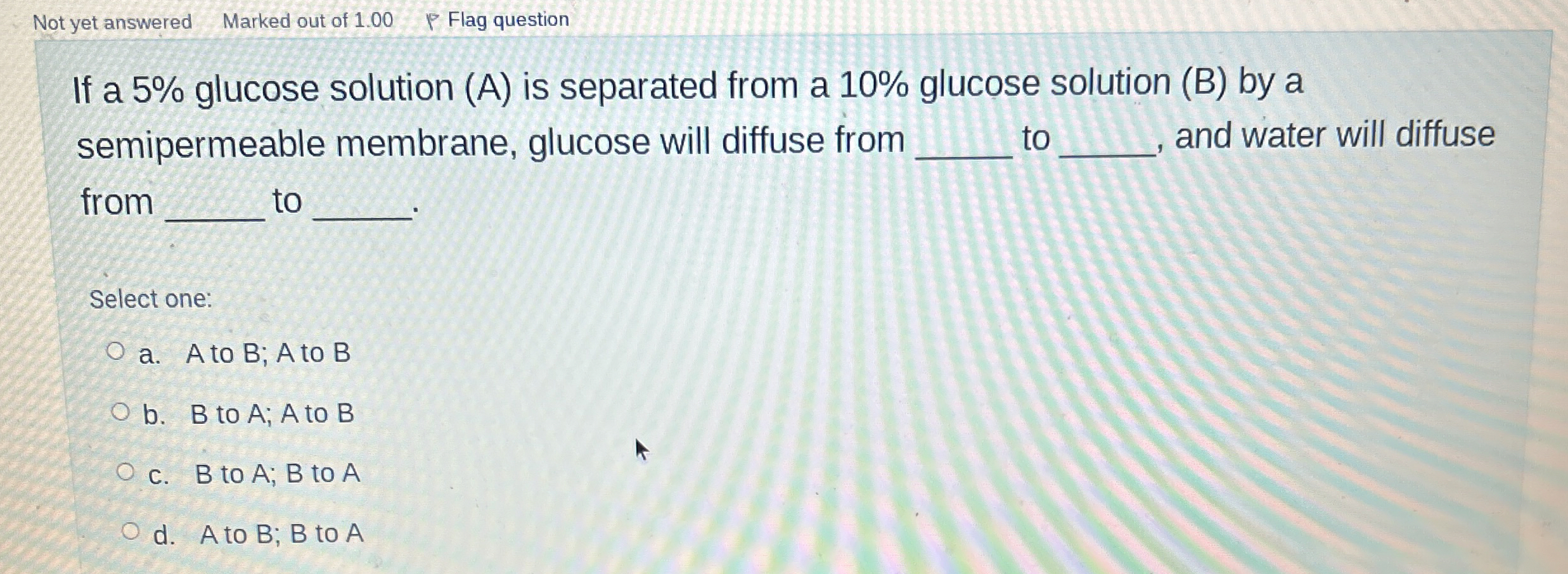 Solved If a 5% ﻿glucose solution (A) ﻿is separated from a | Chegg.com