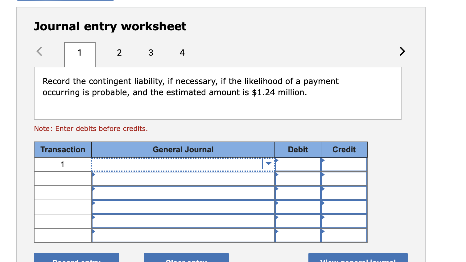Solved Journal entry worksheet1234Record the contingent | Chegg.com