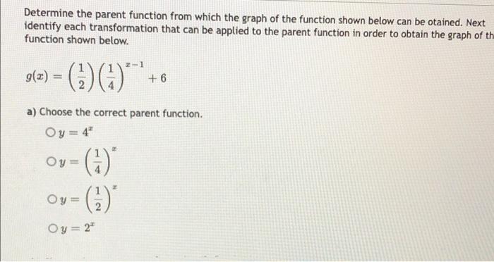 Solved Determine the parent function from which the graph of | Chegg.com