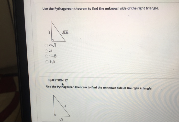 Solved Use the Pythagorean theorem to find the unknown side | Chegg.com