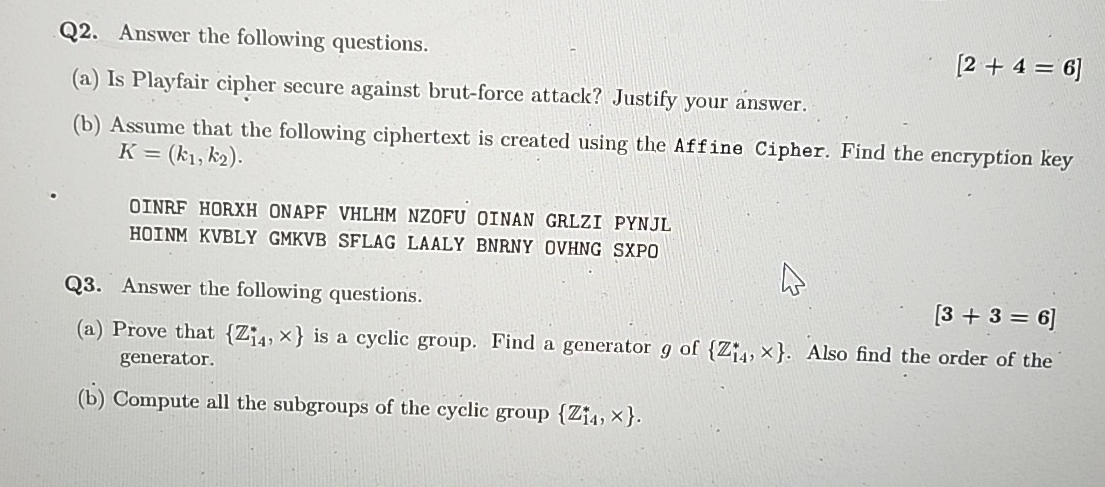 Solved Q2. ﻿Answer the following questions.2+4=6(a) ﻿Is | Chegg.com