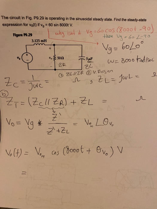 Solved The circuit in Fig. P9.29 is operating in the | Chegg.com