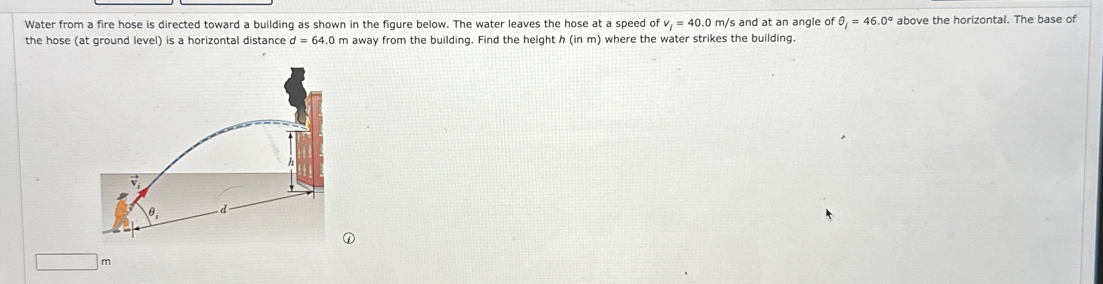 Solved Water from a fire hose is directed toward a building | Chegg.com