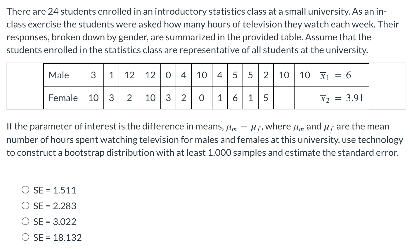 Solved There are 24 ﻿students enrolled in an introductory | Chegg.com