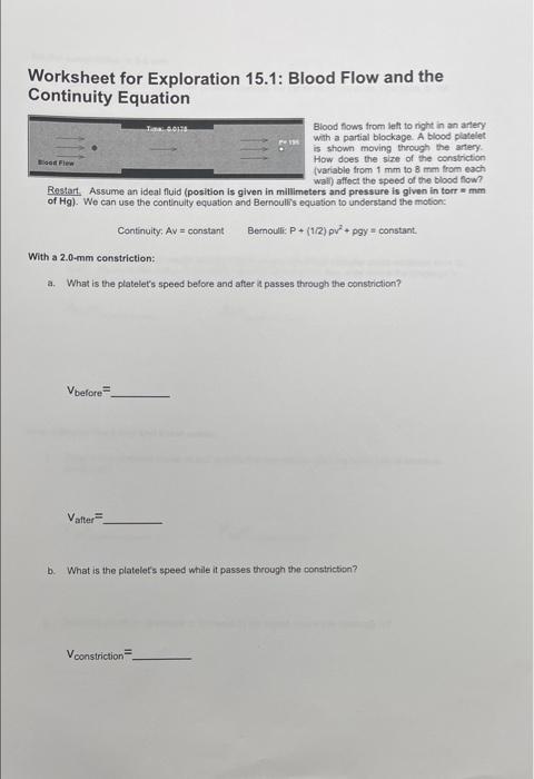 Solved Worksheet for Exploration 15.1: Blood Flow and the | Chegg.com