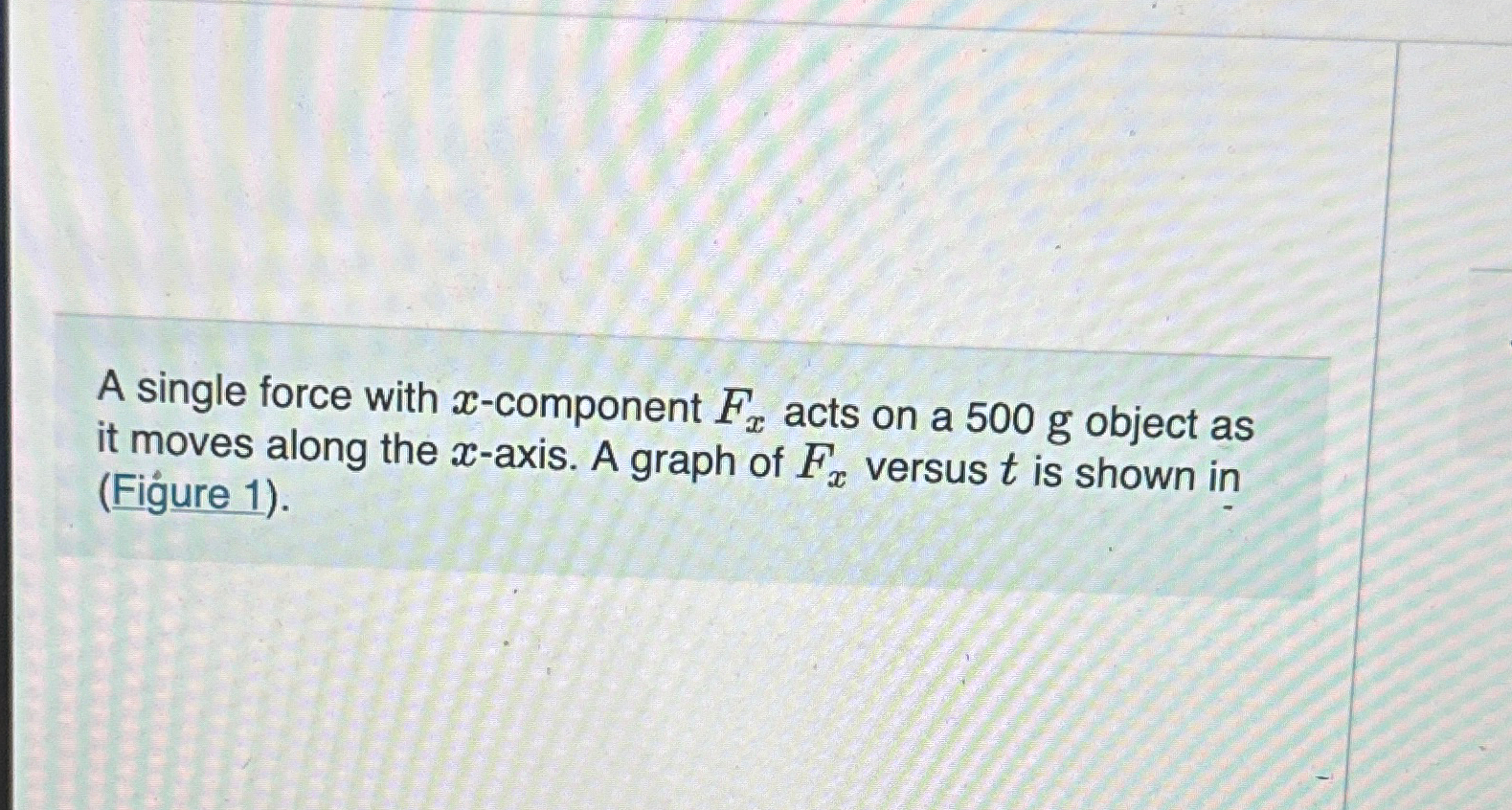 A single force with x-component Fx ﻿acts on a 500g | Chegg.com