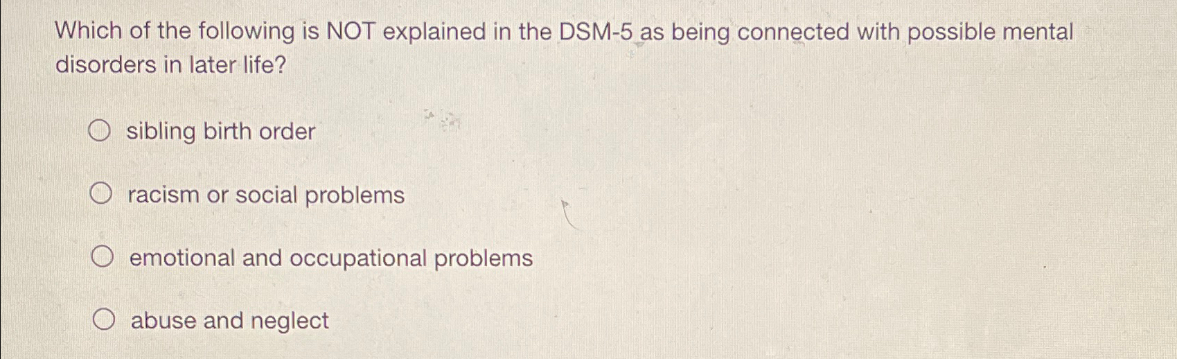 Solved Which of the following is NOT explained in the DSM- 5 | Chegg.com