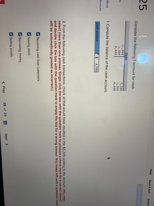 Solved Help Save & Exit Submi 25 Consider the following | Chegg.com