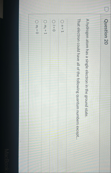 Solved Question 20A hydrogen atom has a single electron in | Chegg.com