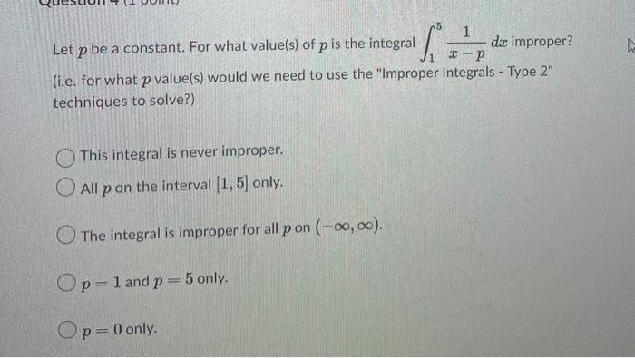 Solved Let p be a constant. For what value(s) of p is the | Chegg.com