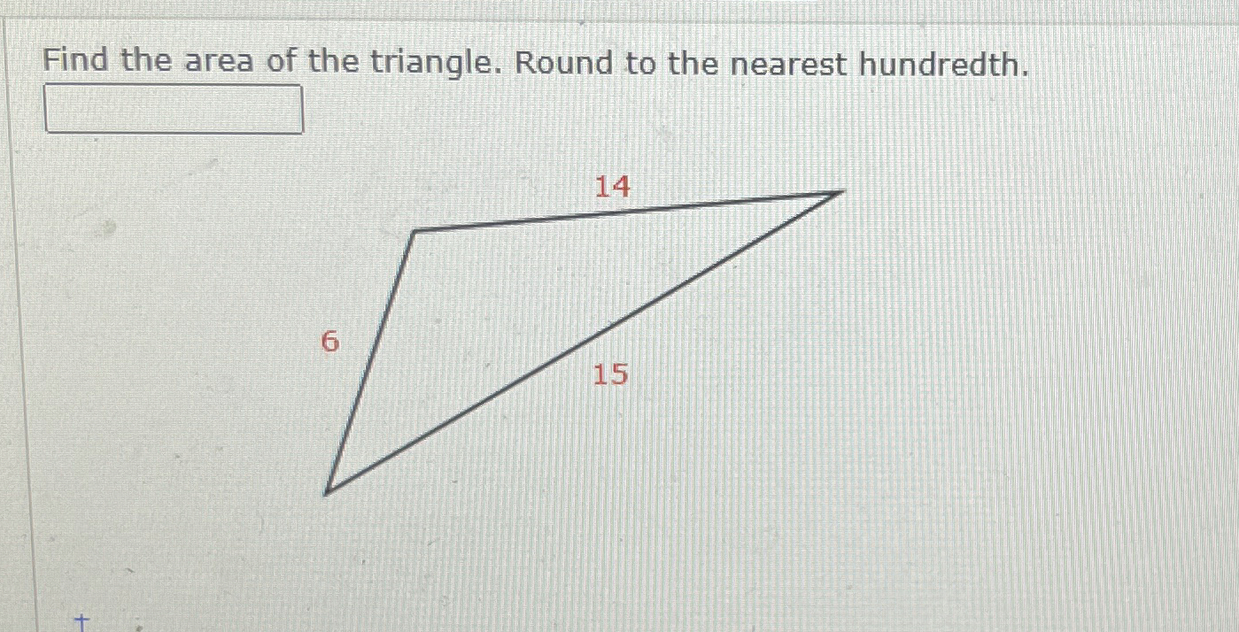 Solved Find the area of the triangle. Round to the nearest | Chegg.com