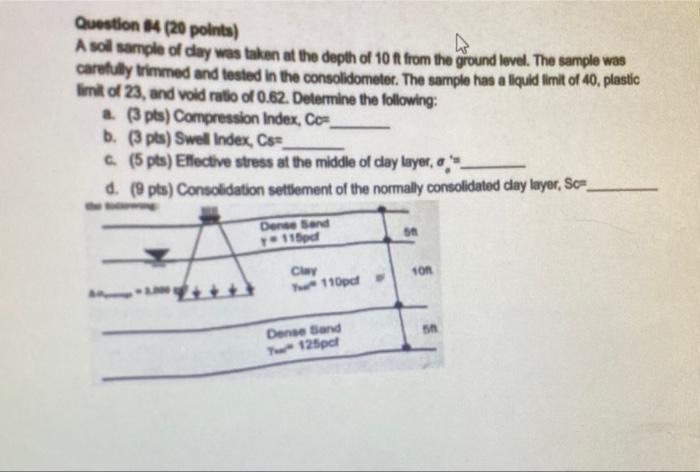 Solved Question 44 (20 points) A soll sample of dey was | Chegg.com