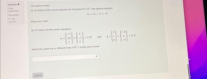 Solved (10 murks in total) (a) ( 5 marks) Find a vector | Chegg.com Solved (10 murks in total) (a) ( 5 marks) Find a vector | Chegg.com